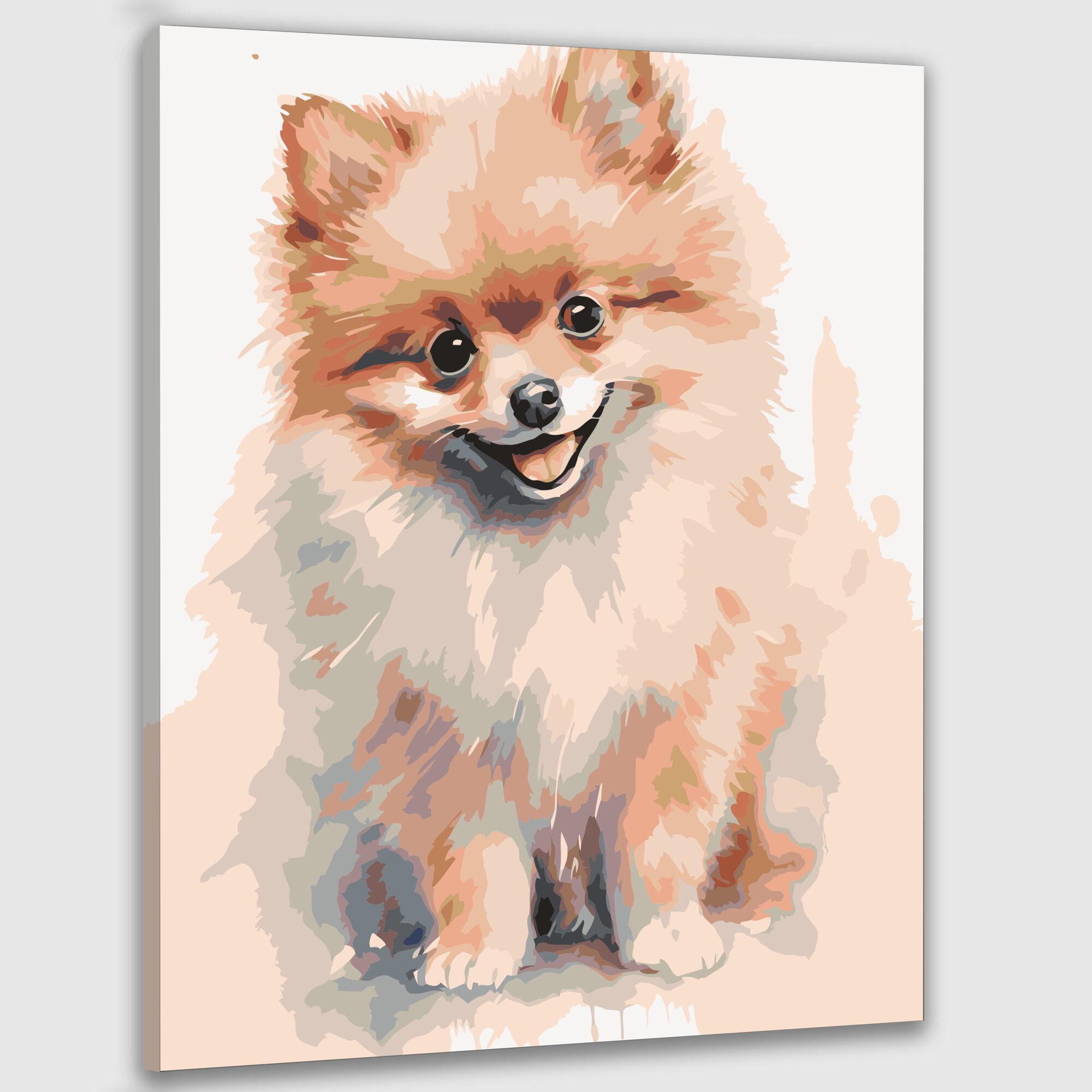 Картина по номерам 40x50 см, акварельная картина, померанский шпиц, пушистая шерсть, выразительные глаза