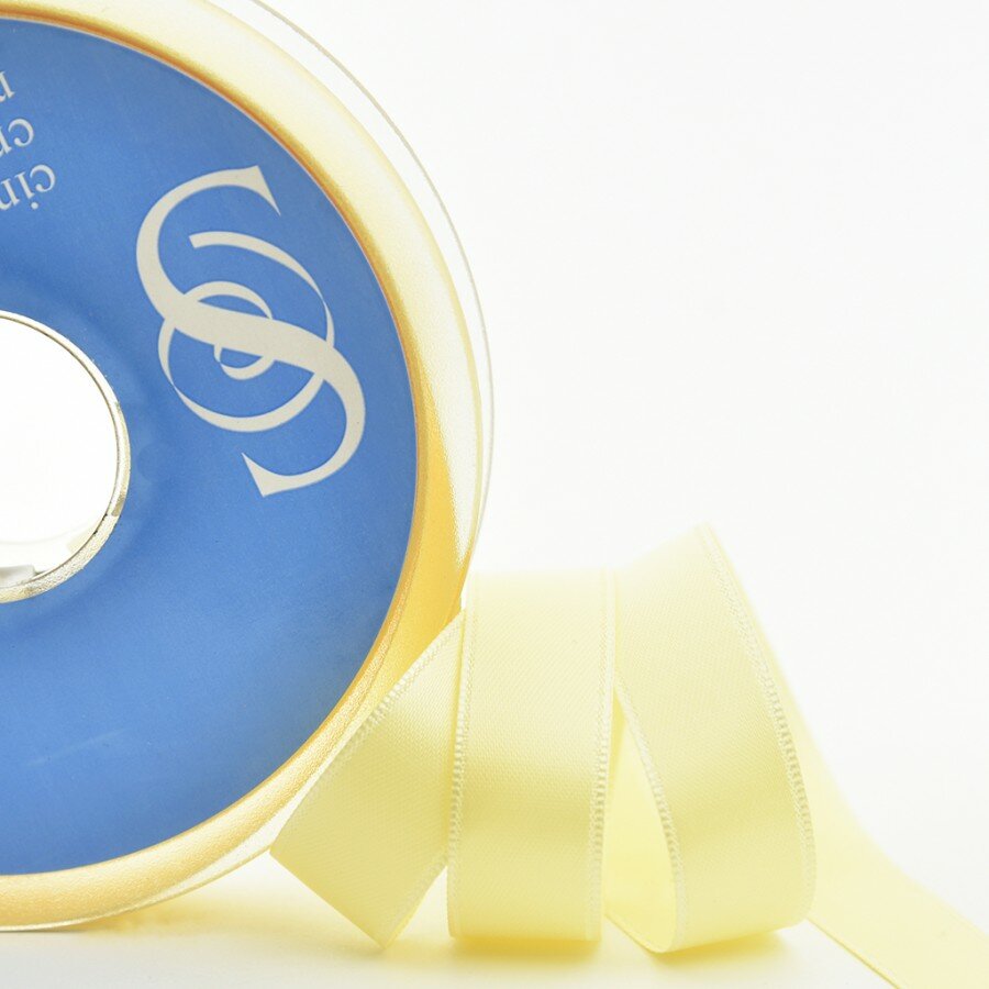 Лента атласная двусторонняя SAFISA, 3 мм, 100 м, цвет 10, светло-желтый
