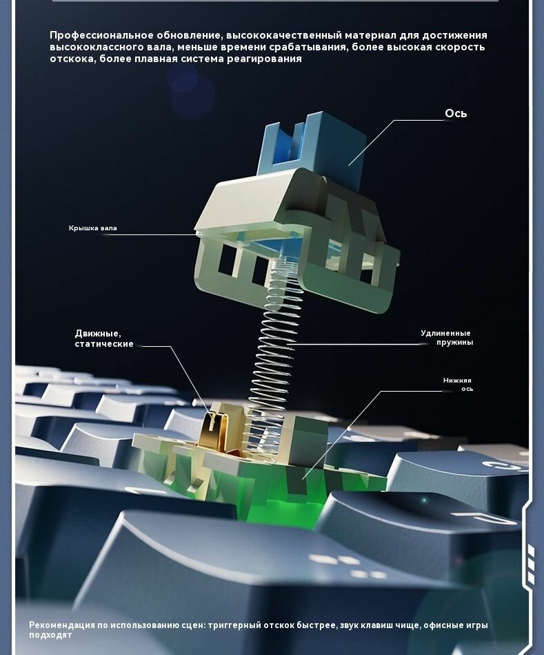 Клавиатура проводная langtu2, (Cherry MX Blue), Английская раскладка, белый