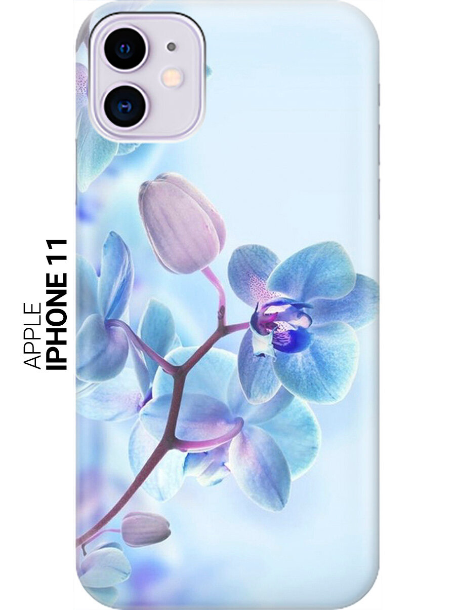 Силиконовый чехол на Apple iPhone 11 / Эпл Айфон 11 с рисунком "Синий цветок на синем"