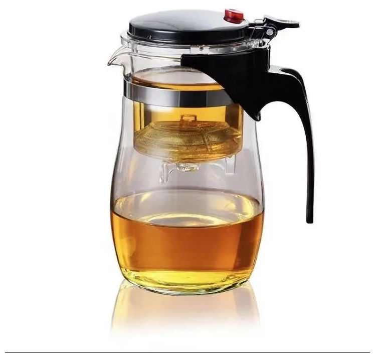 Заварочный чайник с кнопкой "Гунфу", термоизолированная ручка, ситечко, фильтр в носике