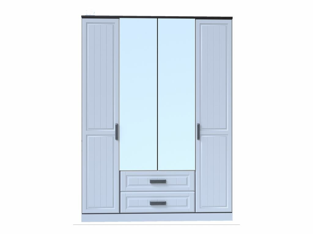 Шкаф 4-х створчатый ВЕНЕЦИЯ-1 Венге / Белое дерево ширина 160 см ЛДСП с зеркалом для спальни для гостиной