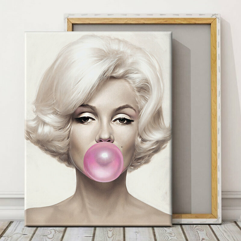 Картина на холсте 50х70 см "Мэрилин Монро с жвачкой", на стену для интерьера