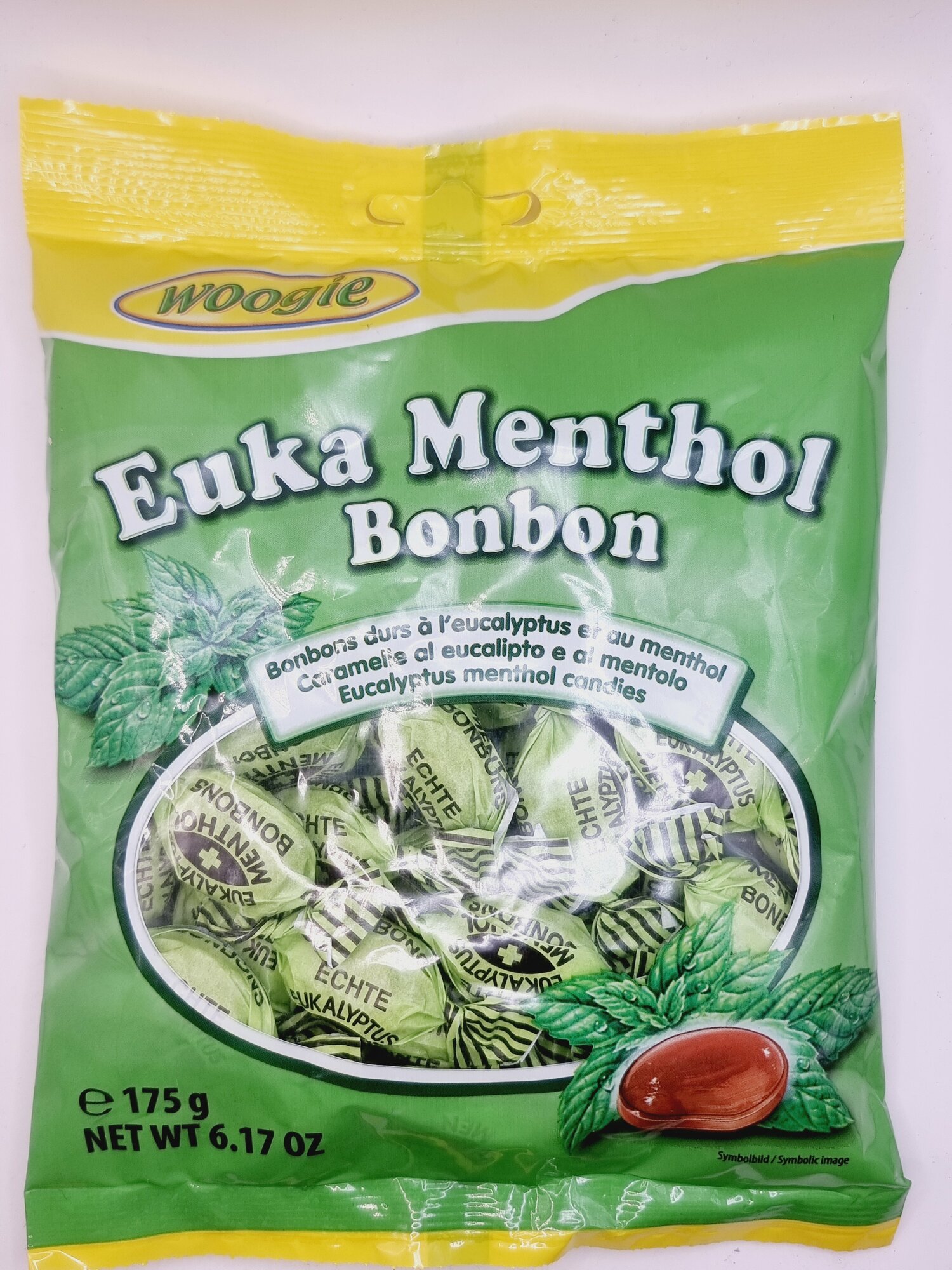 Карамель WOOGIE "EUKA MENTHOL Bonbon" с ментолом и эвкалиптом 175 г (Австрия)