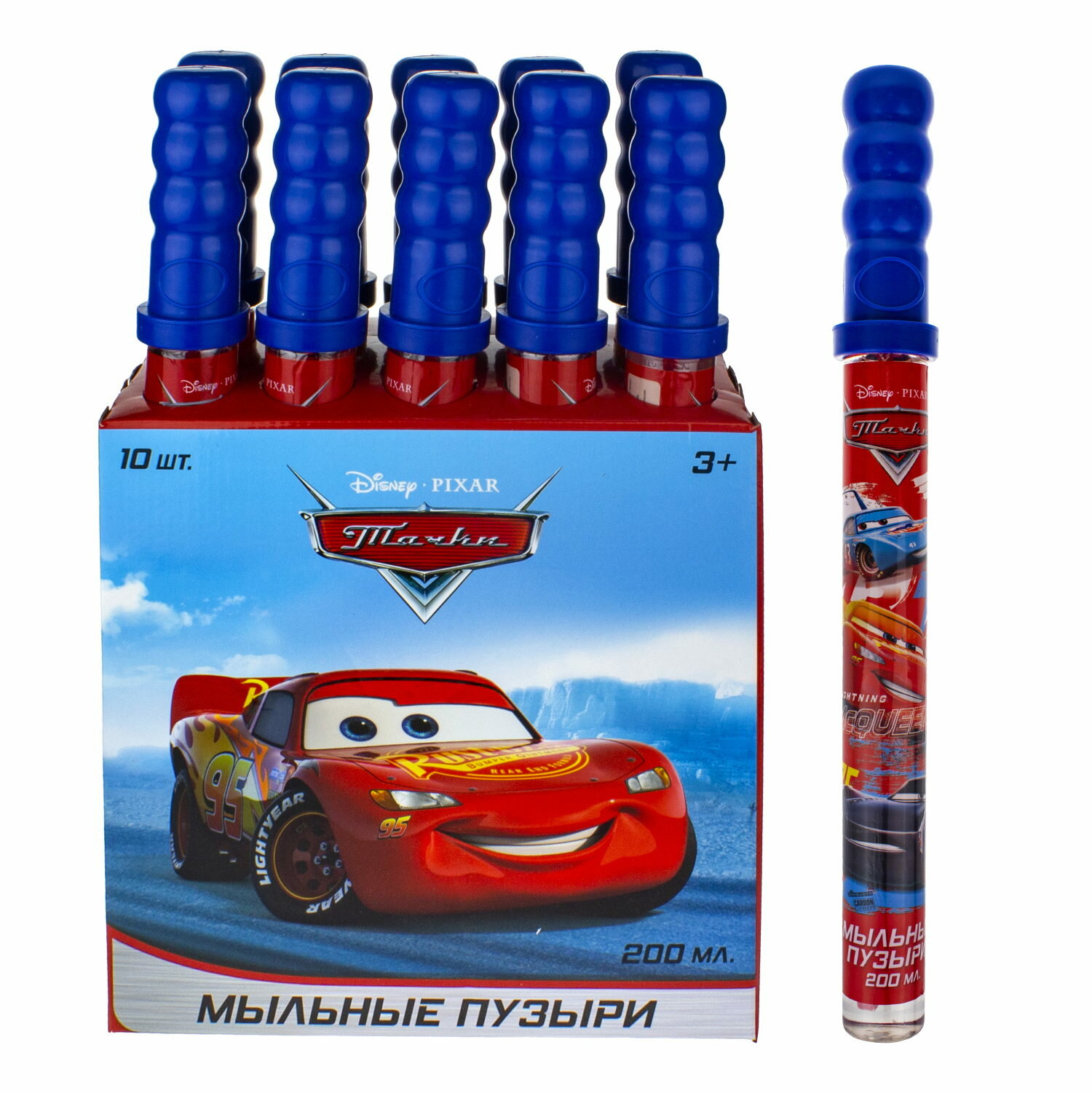 Мыльные пузыри 1TOY Дисней Disney Тачки 1шт, детские, маленькие, для мальчиков, девочек и малышей, 200 мл
