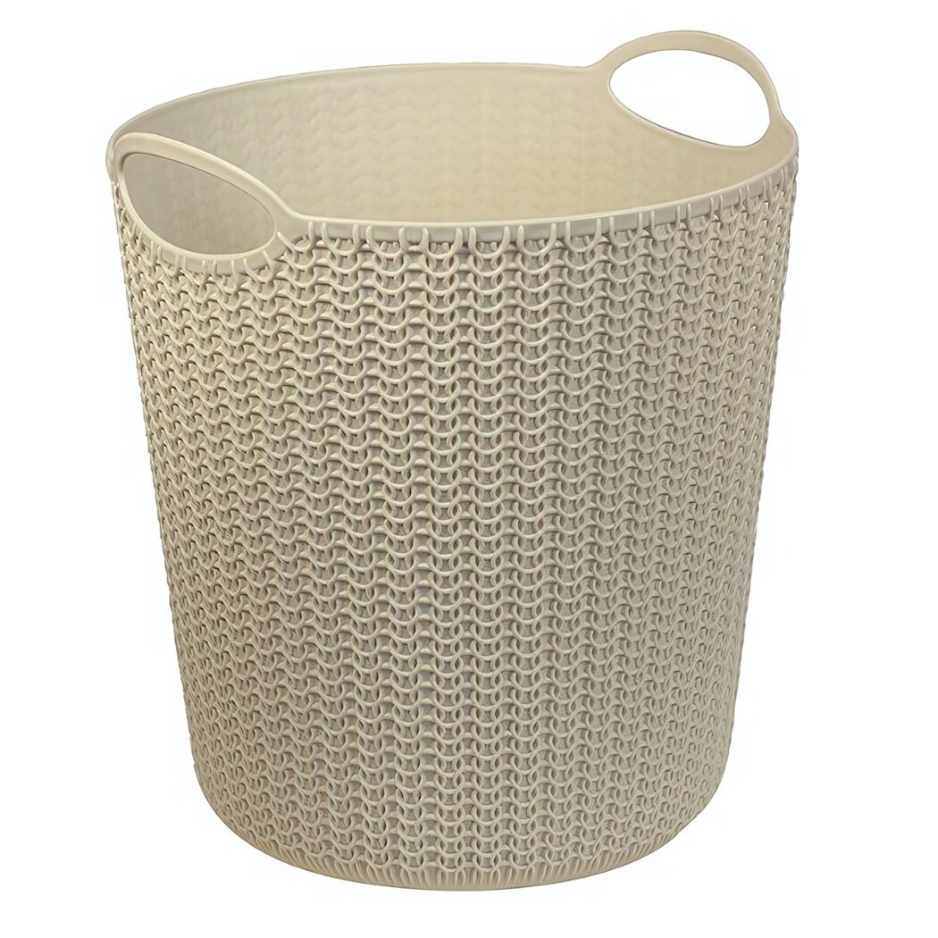 Корзина для бумаг "вязание" 10л, цвет белый ротанг, стильный дизайн
