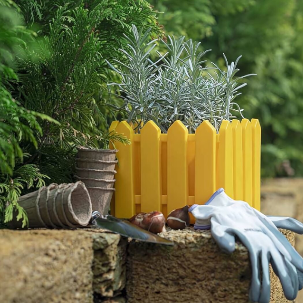 Кашпо квадратное «Лардо» с поддоном, пластик, 19,5х19,5х15,6 см, желтый, защита от выцветания