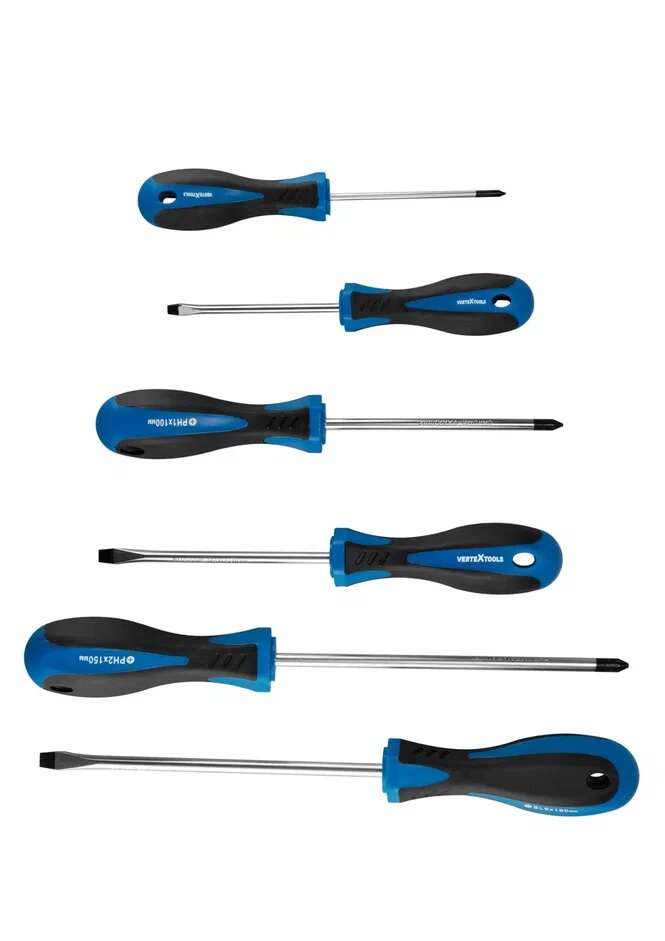 Набор отверток VertexTools 0061-6, хромованадиевая сталь, магнитный наконечник, 6 шт — фото 1