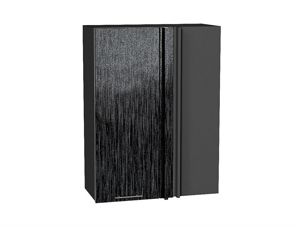 VVT Шкаф верхний прямой угловой Валерия-М Graphite, Черный металлик дождь, 920 В*Ш*Г 920*700*345, фасад МДФ Черный металлик дождь, корпус Graphite Черный металлик дождь