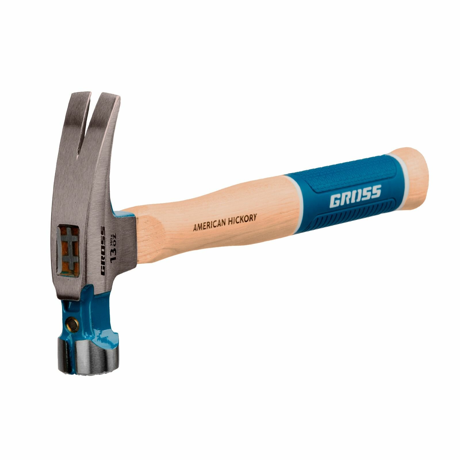 Молоток-гвоздодер GROSS 380 г, угол 75, магнит, обрезиненная рукоятка (10413)