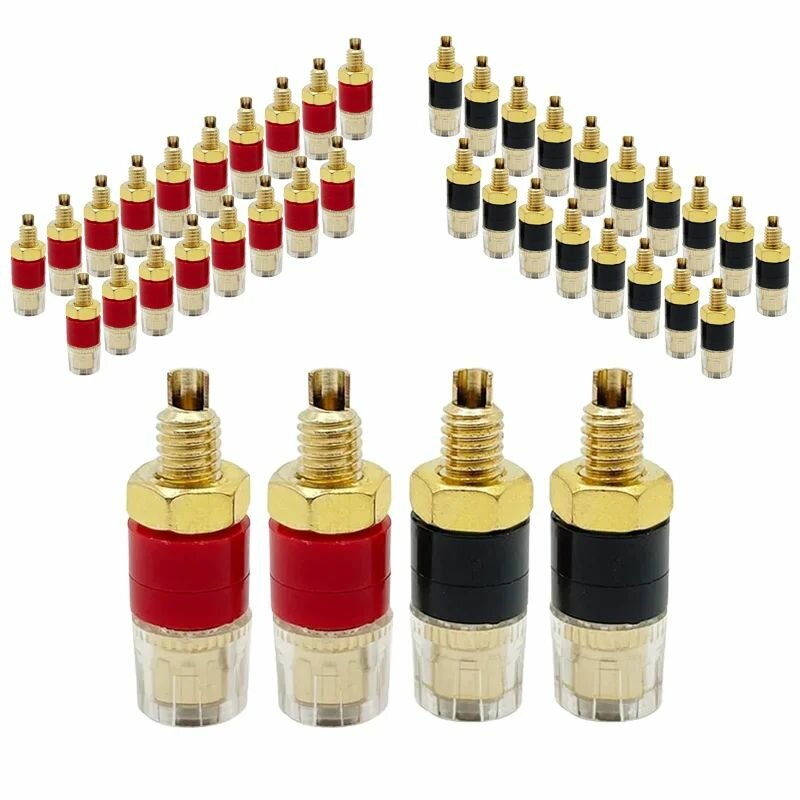 20 шт. 4 мм позолоченные клеммы для усилителя динамика HIFI, латунный клеммный разъем с прозрачным корпусом, гнездо типа «банан»