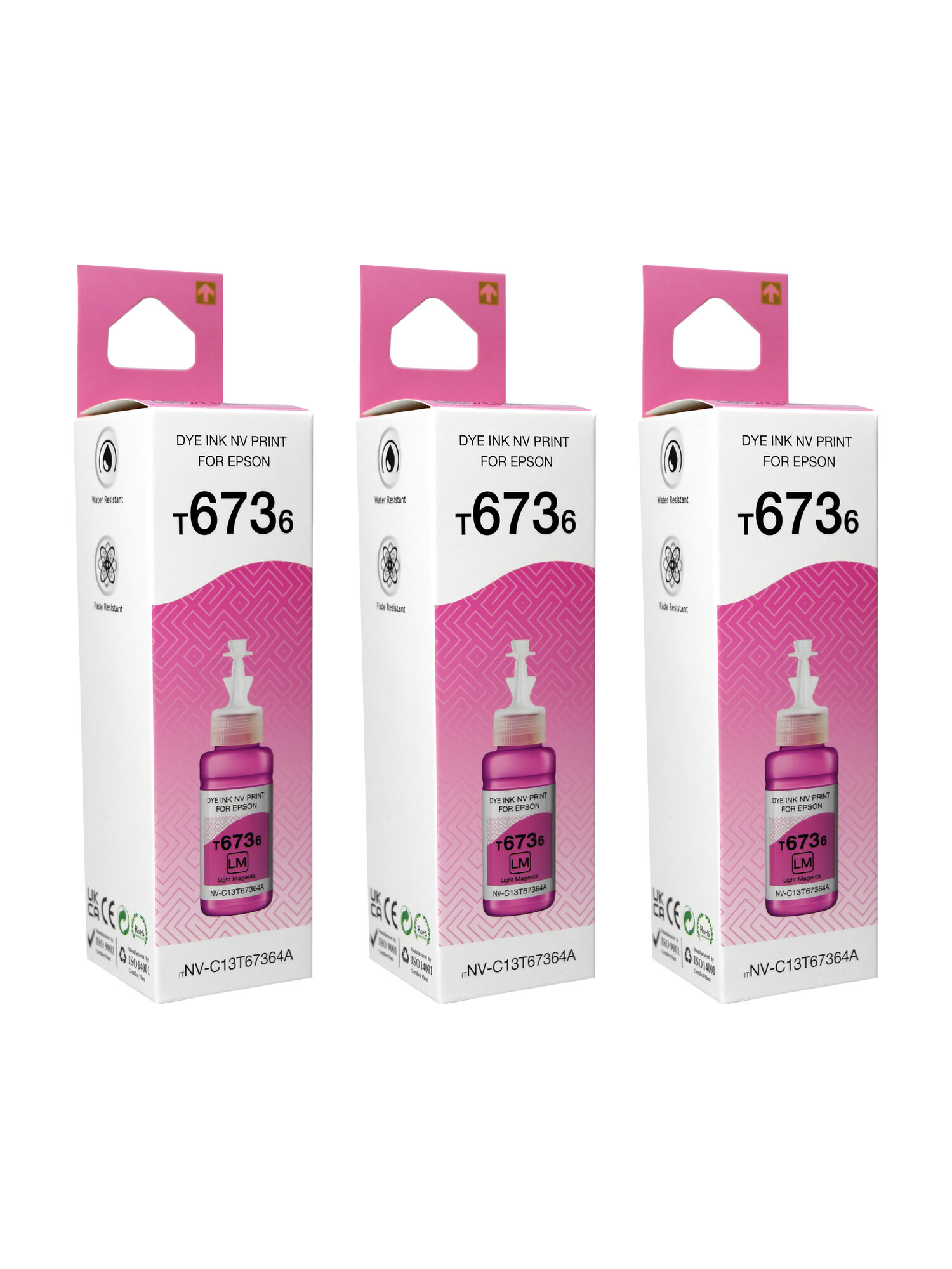 Комплект 3 шт. Чернила NV Print T6736 (NV-C13T67364A) для аппаратов Epson (70 ml) Light Magenta