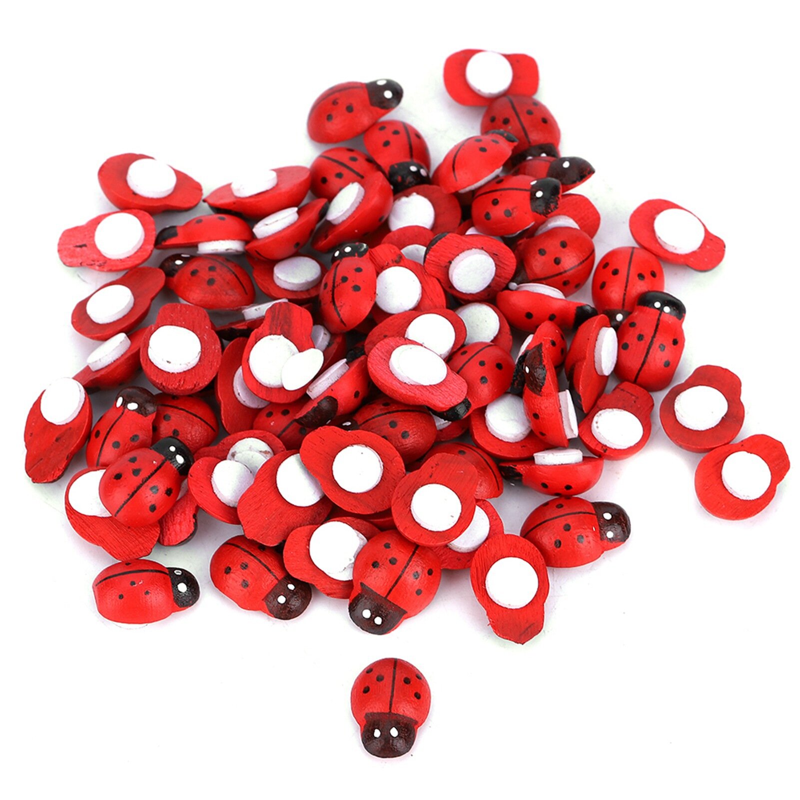 100 шт. маленькие деревянные наклейки с насекомыми, мини-декоративная наклейка для украшения карточек, поделки, божьи коровки