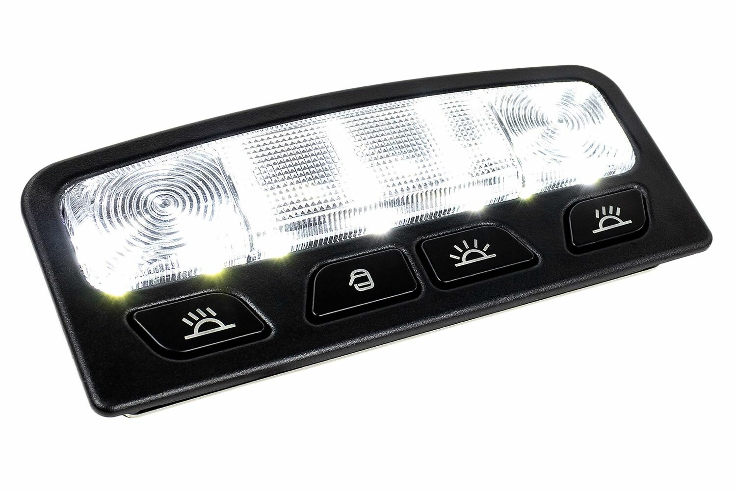 Передний черный диодный тюнинг-плафон подсветки салона в стиле Весты с большим разъемом для Лада Приора, Калина, Калина 2, Гранта, Гранта FL, Датсун