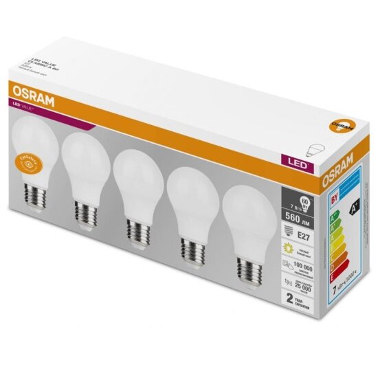 Светодиодная лампа LVCLA60 7SW/830 230V E27 OSRAM (упаковка 5 шт)