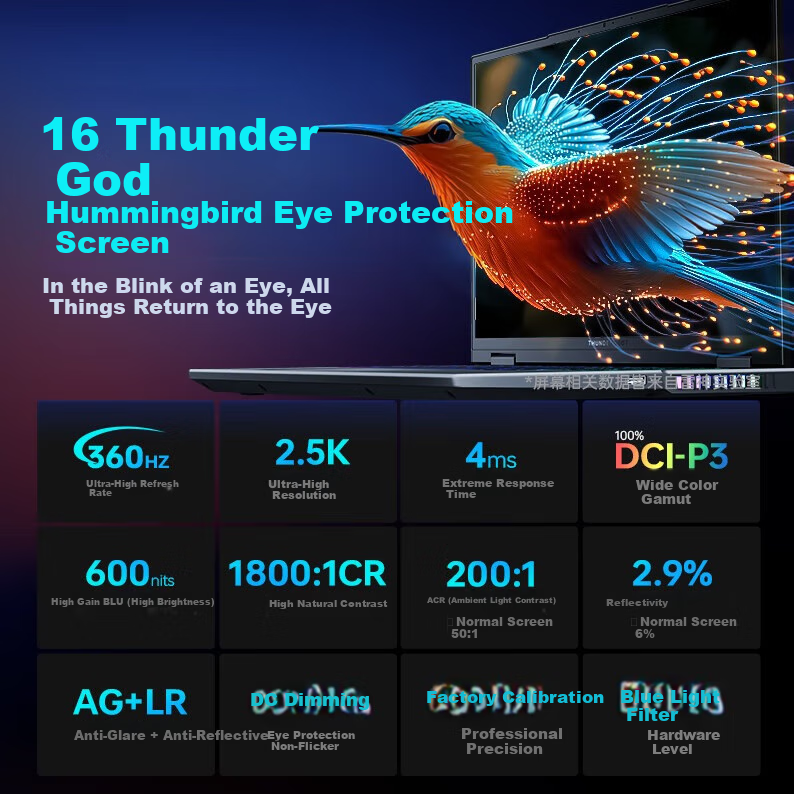 ThundeRobot ZERO16Pro 16-дюймовый игровой ноутбук с AI RTX5070Ti U7 255HX 32GB 1TB 360Hz черный Процессор или
