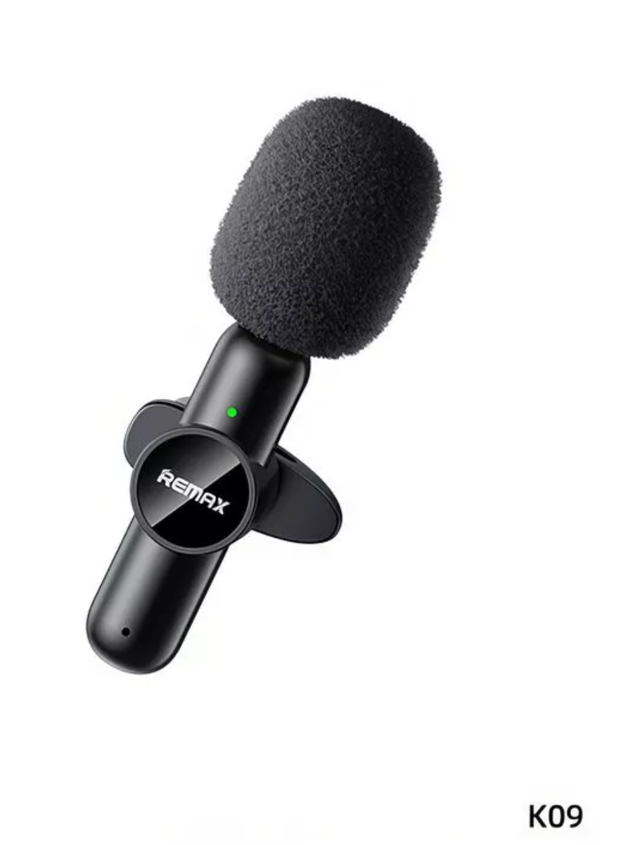 REMAX Микрофон петличный K09 Clip (Lightning), черный, черный матовый