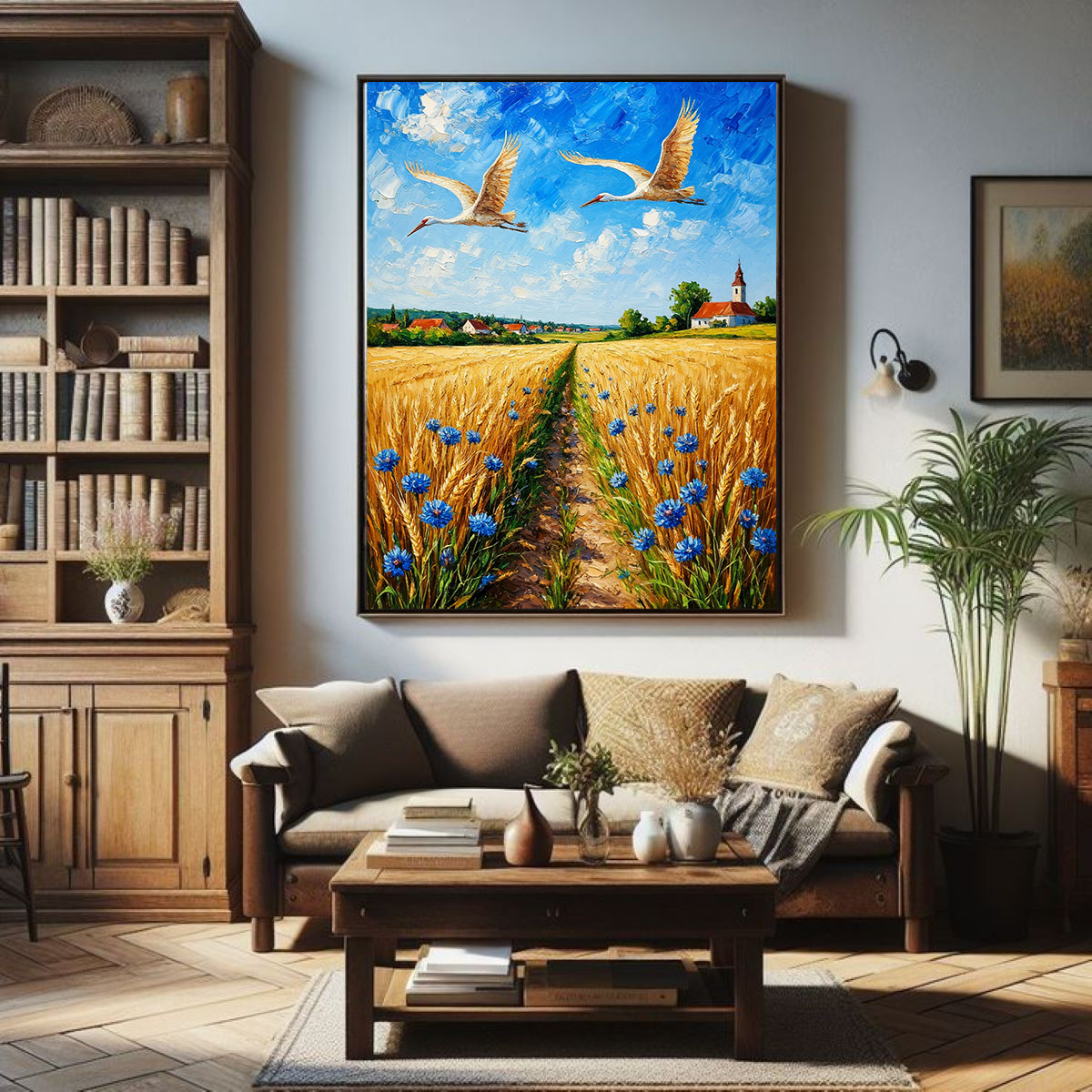 Картина на стену для интерьера 40х50 см "Аисты", холст на подрамнике, InterHobby