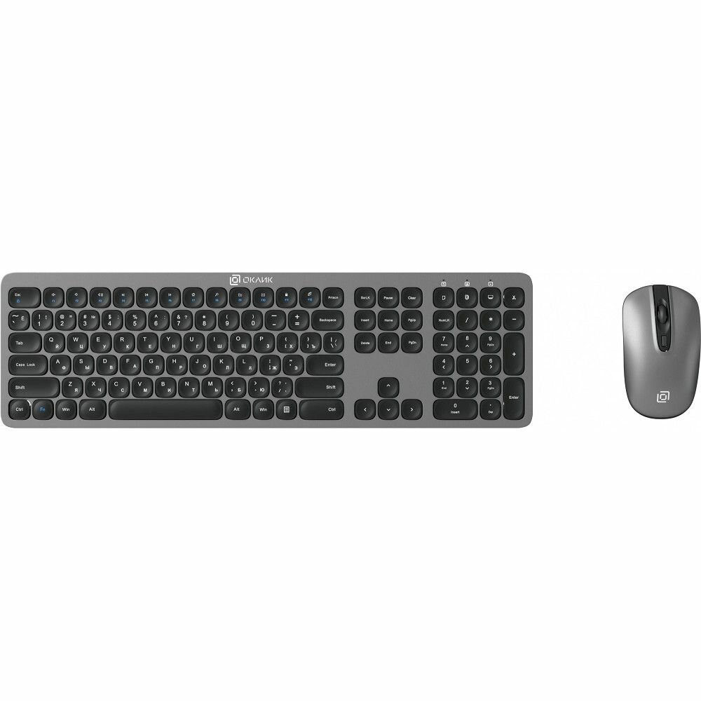 Oklick Клавиатура + мышь 300M клав: серый мышь: серый черный USB беспроводная slim 1488402
