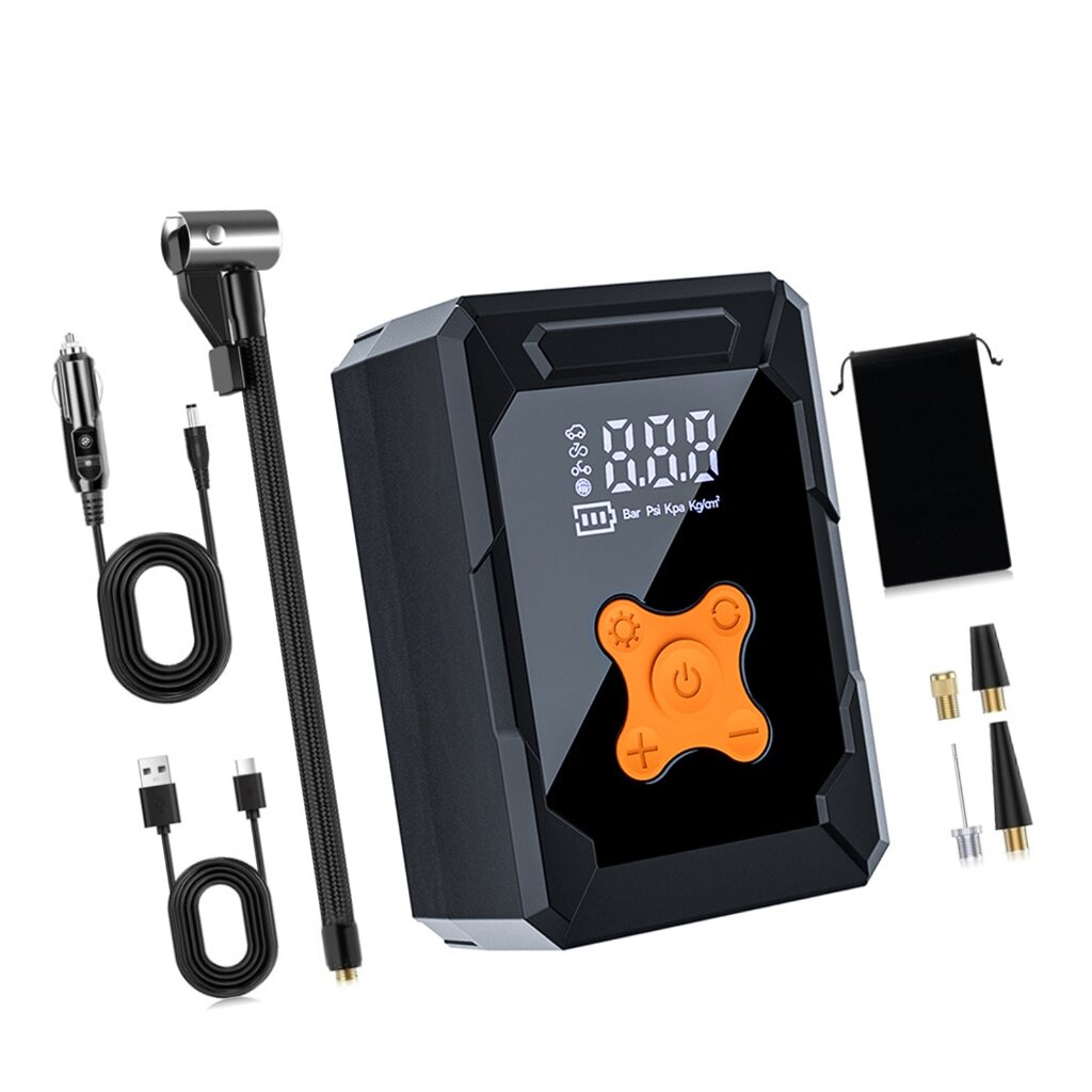 (1 комплект) Портативный воздушный насос для автомобилей, электромобилей, шин мотоциклов, воздушный баллон (для хранения) -линия постоянного тока двойного назначения