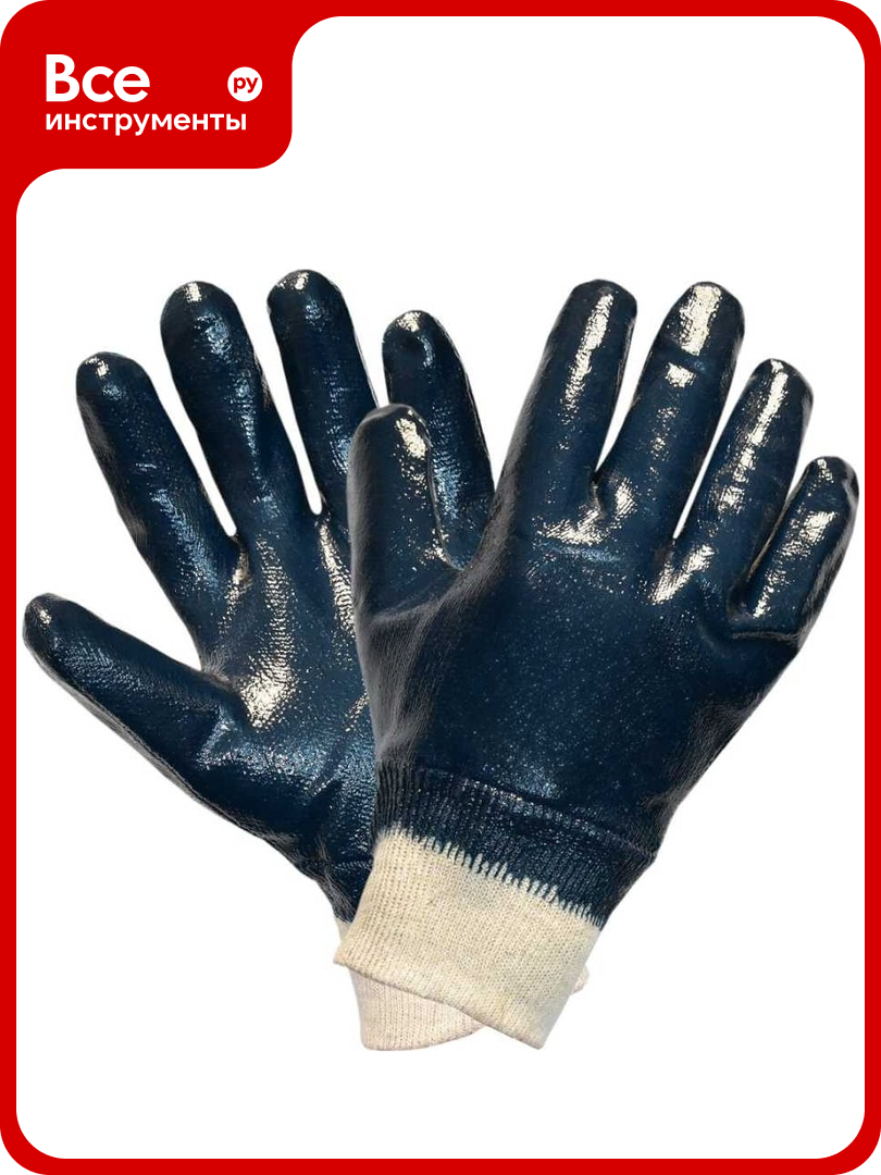 Перчатки х/б с полным нитриловым покрытием ООО Компания САБ манжета резинка, 12 пар ПЕР.005, тяжелых фракций