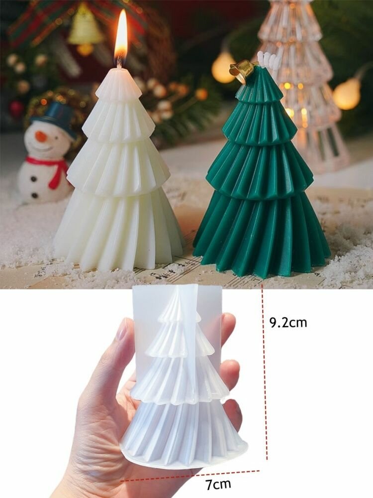 Силиконовая форма для свечей елка, новогодняя форма для изготовления декоративных ароматических свечей ручной работы, подарок и украшение интерьера к Рождеству