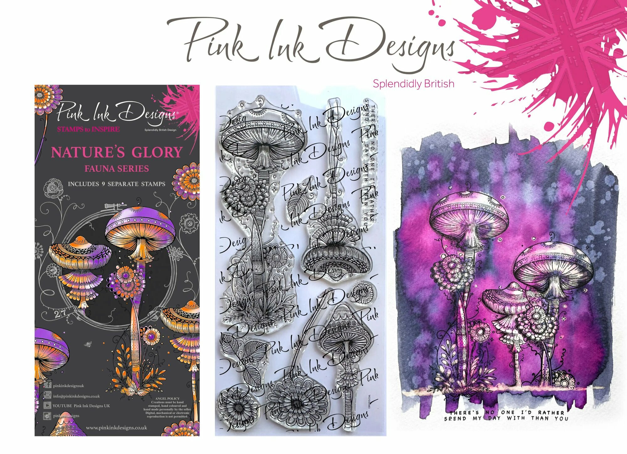 Штампы PUPPY STAMP Грибная лягушка, лиса, цветы, листья V0187-stamps