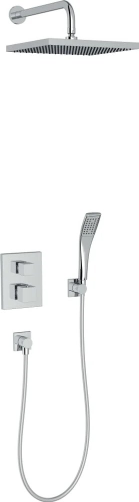 Душевой комплект Jacob Delafon Modulo E30757-CP 5 в 1, встраиваемый, с внутренней частью в комплекте, с термостатом, со смесителем, с тропическим душем, латунный, хром, глянцевый, душевая система