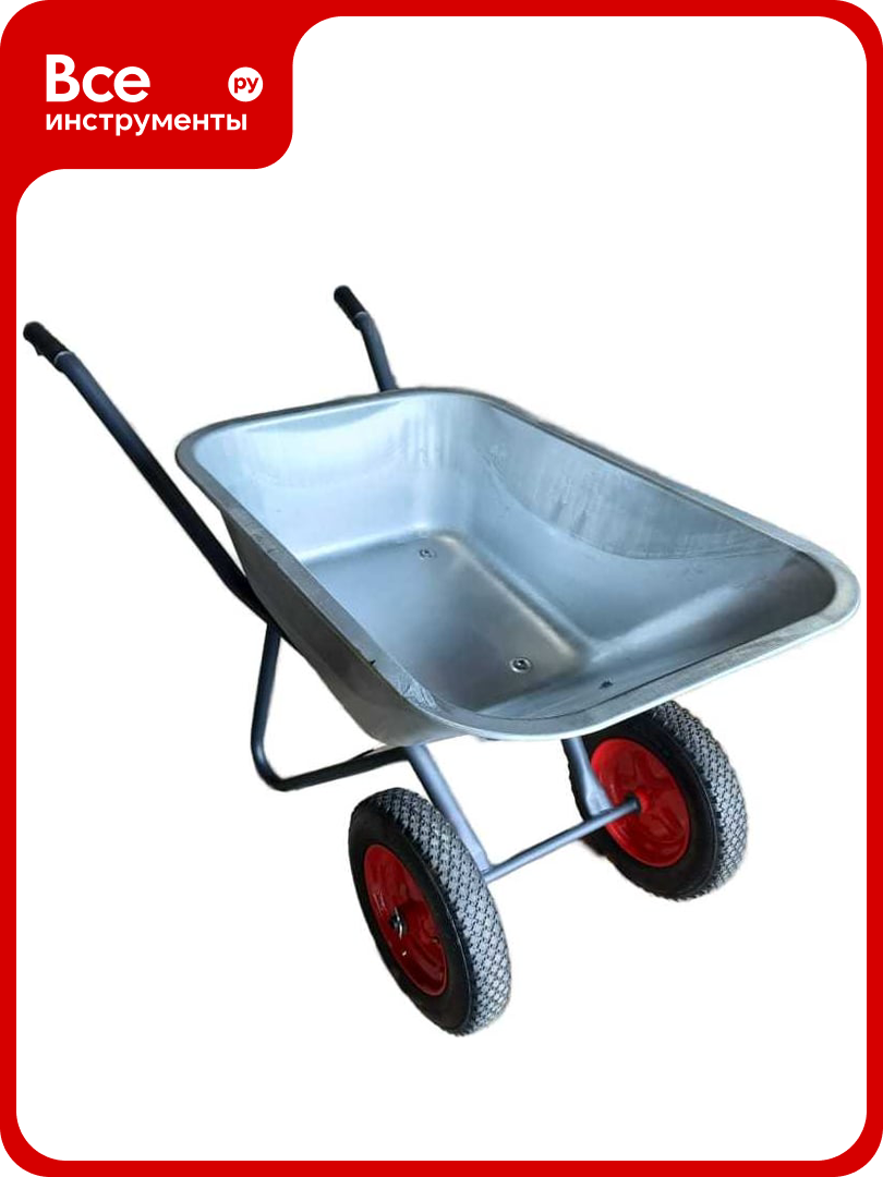 Тачка строительная двухколесная GEVA TRADE, крас/зелен, грузоподъемность 220 кг, 110 л, квадратная труба, кузов 5 бол