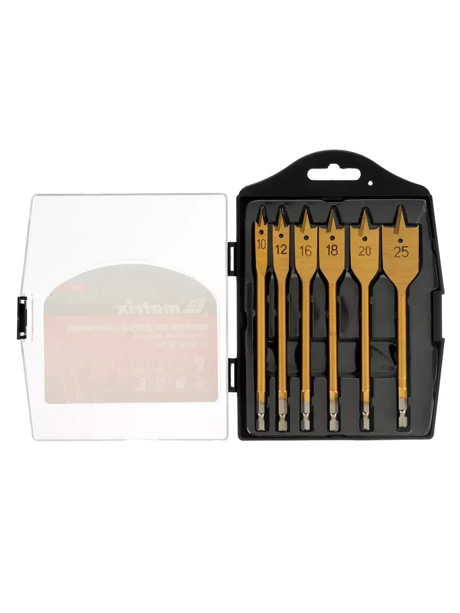 Набор сверл по дереву перьевых 10–25 мм 6 шт