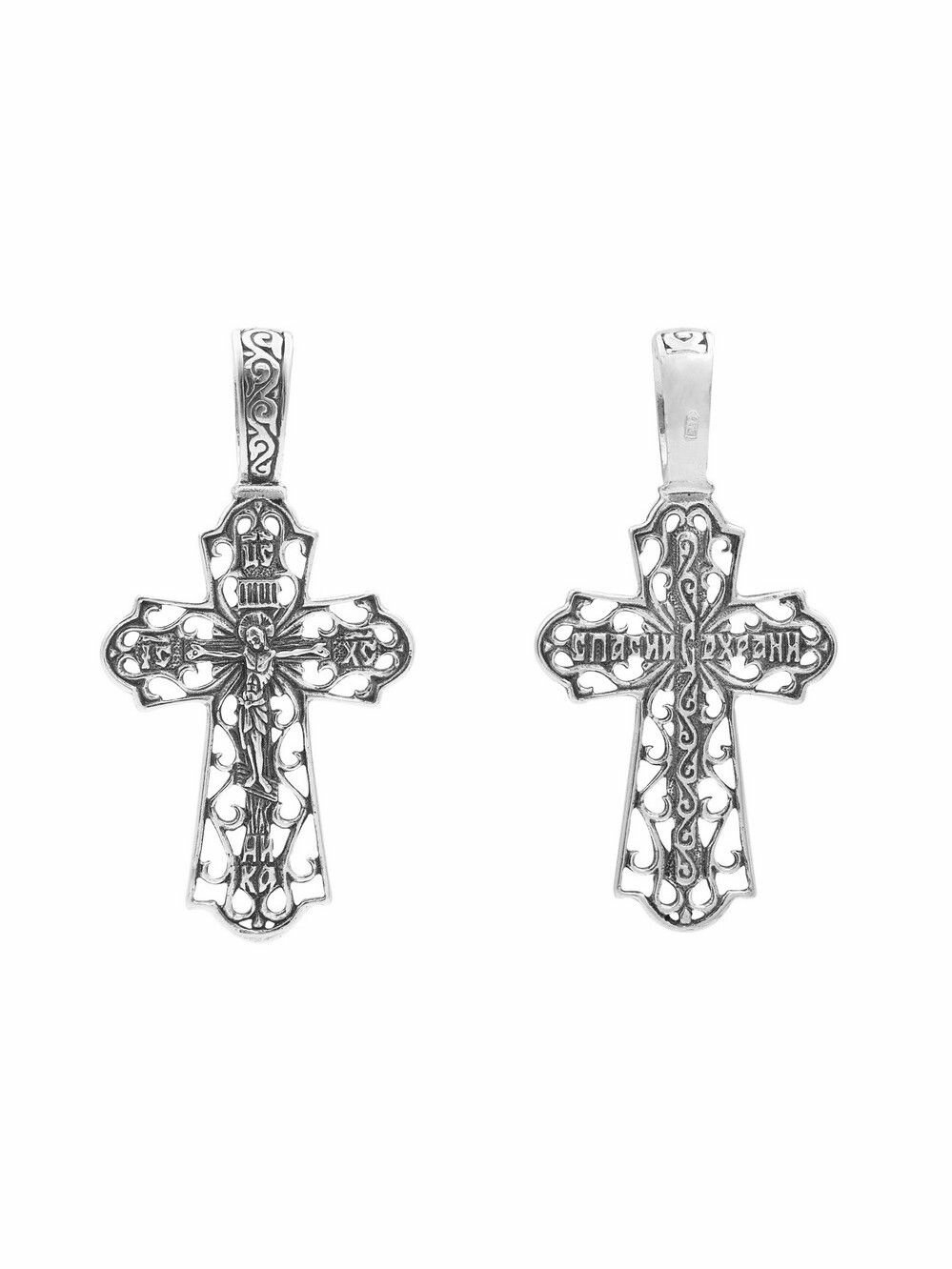 Крестик, серебро, 925 проба, чернение