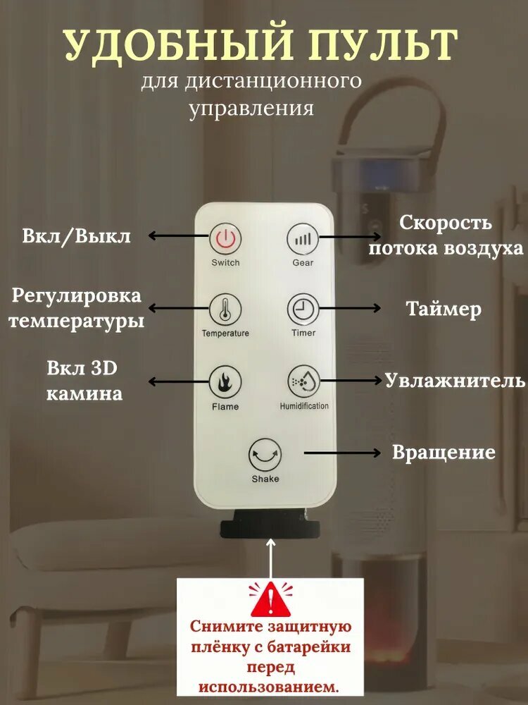 Тепловентилятор, керамический нагревательный элемент, 2000Вт, белый — фото 1