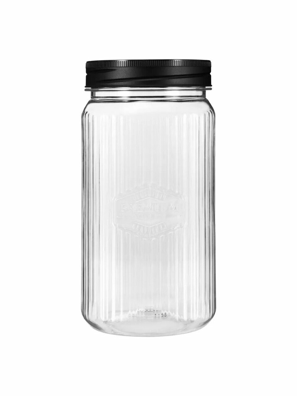 Банка пластик, 1.3 л, 9.5х9.5х19 см, с крышкой, с эмбоссингом, Бытпласт, Premium, 440200313, черная
