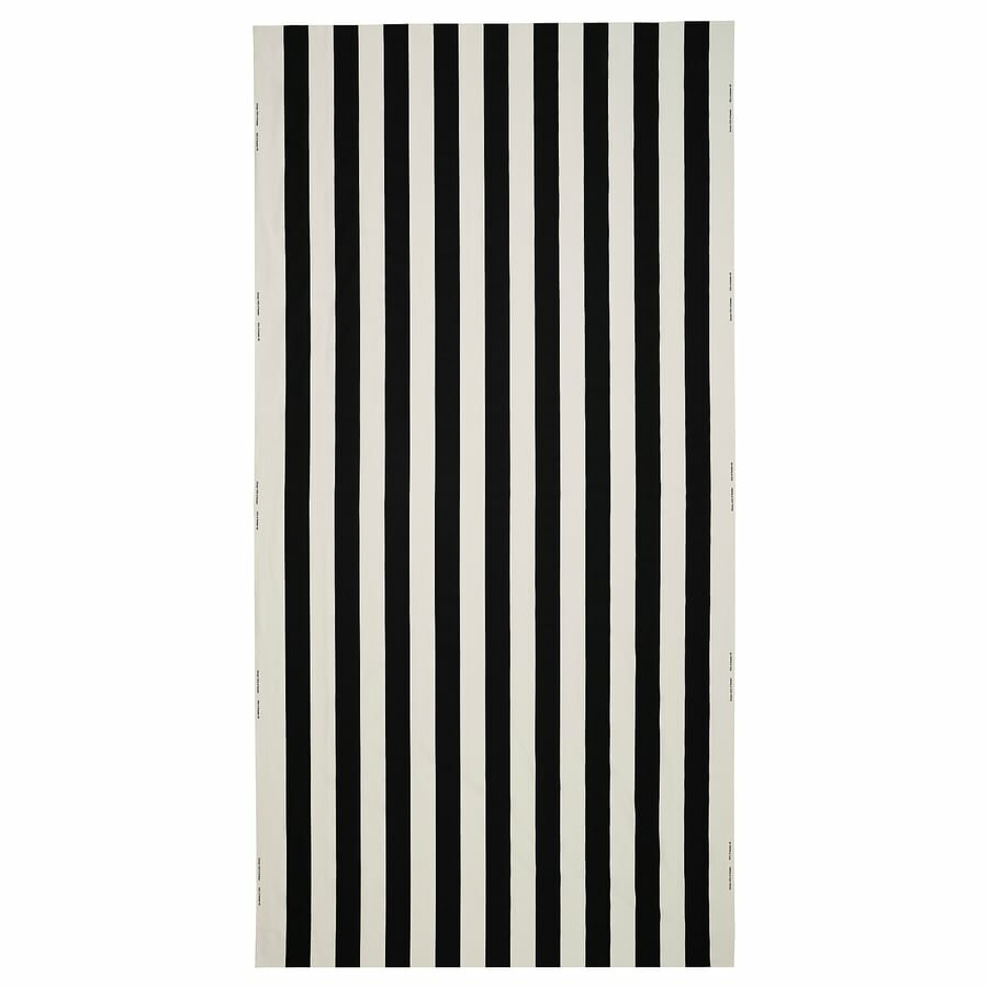 Ткань с отделкой, IKEA VARGTOREL, размер 150х300 см, цвет белый, черный, 205.798.20