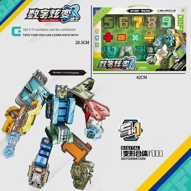 Большой набор игрушечных роботов для детей 3-6 лет, 5-9 цифр + 5 символов в подарочной коробке, обучающая игрушка STEM
