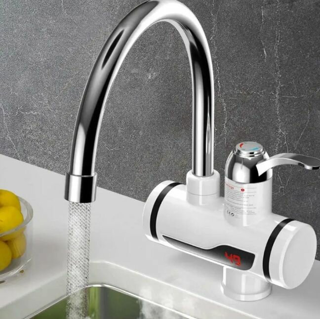 Водонагреватель проточный электрический на кран (серебристый)