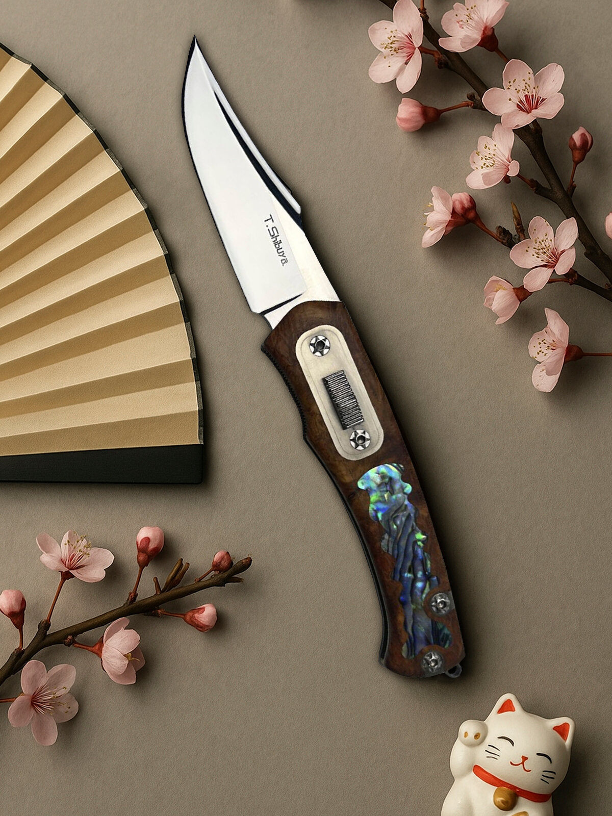 Нож складной Toru Shibuya, лезвие 8 см, порошковая сталь ATS-34, подарочный бокс, ручная работа, Япония