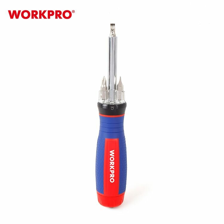 Отвертка с подсветкой и набором бит 5шт WORKPRO