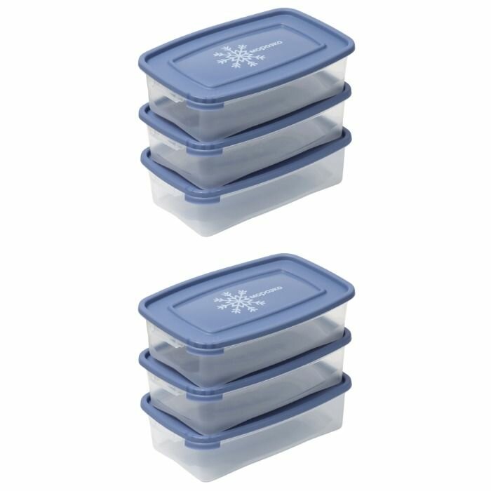 Полимербыт Комплект контейнеров Морозко, Прямоугольные, 3 шт по 0,7 л, 2 шт