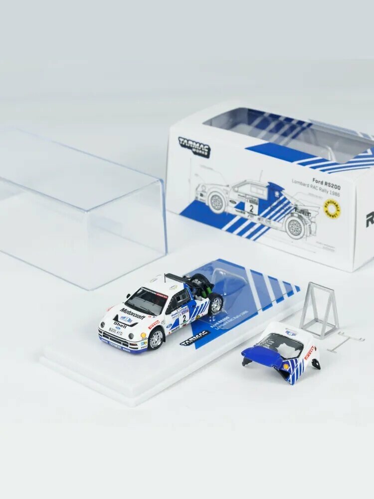 Машинка Tarmac Works TW 1/64 Ford RS200 Lombard RAC Rally 1986 Die-cast Alloy Car Model Collection Display Gift