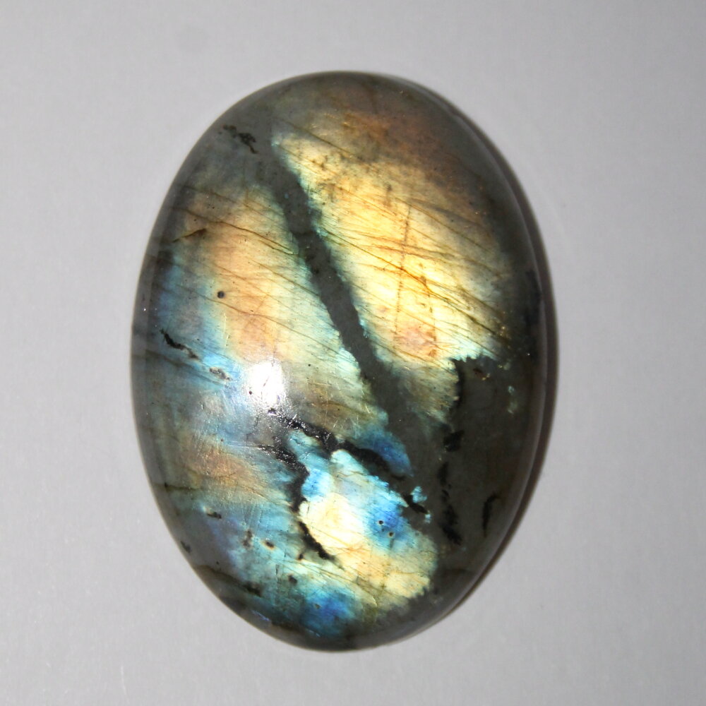 Кабошон лабрадор, натуральный камень, 40х28х4 мм, Мадагаскар, "True Stones"