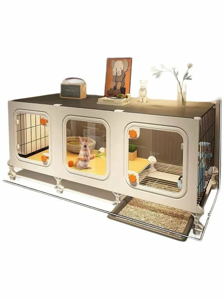 Клетка для кроликов с туалетом для использования в помещении, очень большая, подходит для домашних кроликов и морских свинок, 106*36*42 см