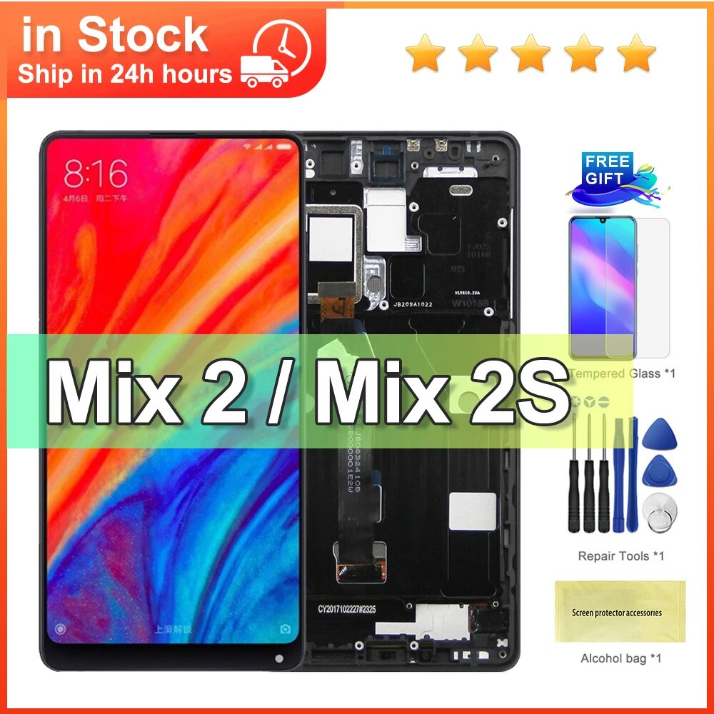 ЖК-дисплей 5,99 'для Xiaomi Mi Mix 2, сменный сенсорный экран с дигитайзером в Mix2 Black Frame