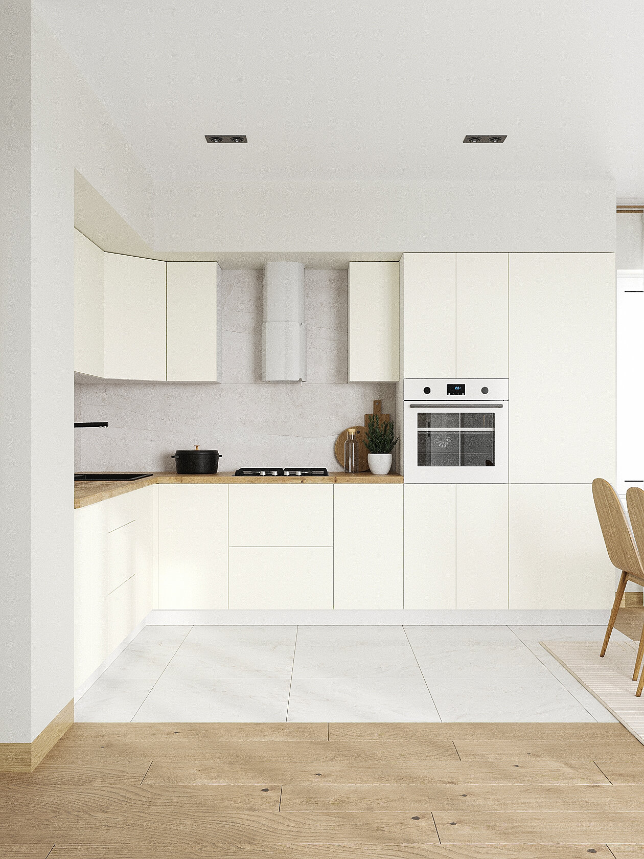 Кухонный гарнитур угловой Тандем 3.2х2.2 м, мебель для дома и кухни, Белый / Меланж