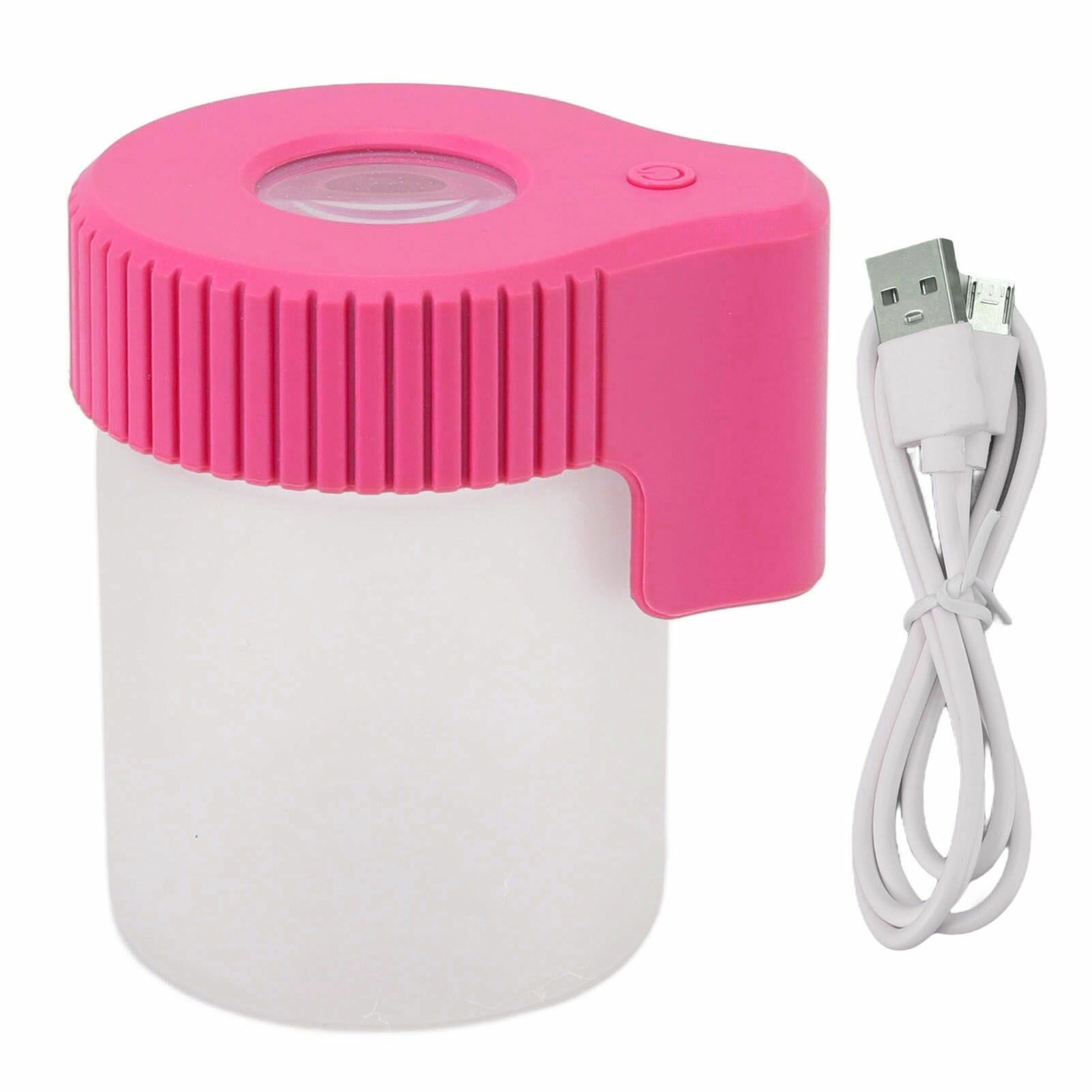 Светодиодная увеличительная банка 8X, увеличительная банка для просмотра, стеклянный корпус, защита от запаха, водонепроницаемый светодиодный контейнер для хранения табачных трав, розово-красный