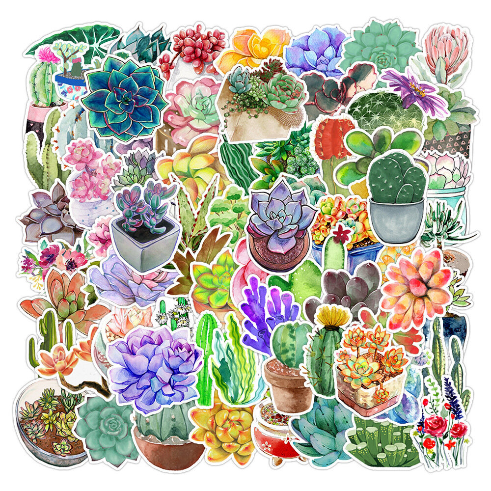 71 шт./упак. Наклейки с сочными зелеными растениями, виниловые, водонепроницаемые, граффити для ноутбука, багажа, скейтборда, для подростков