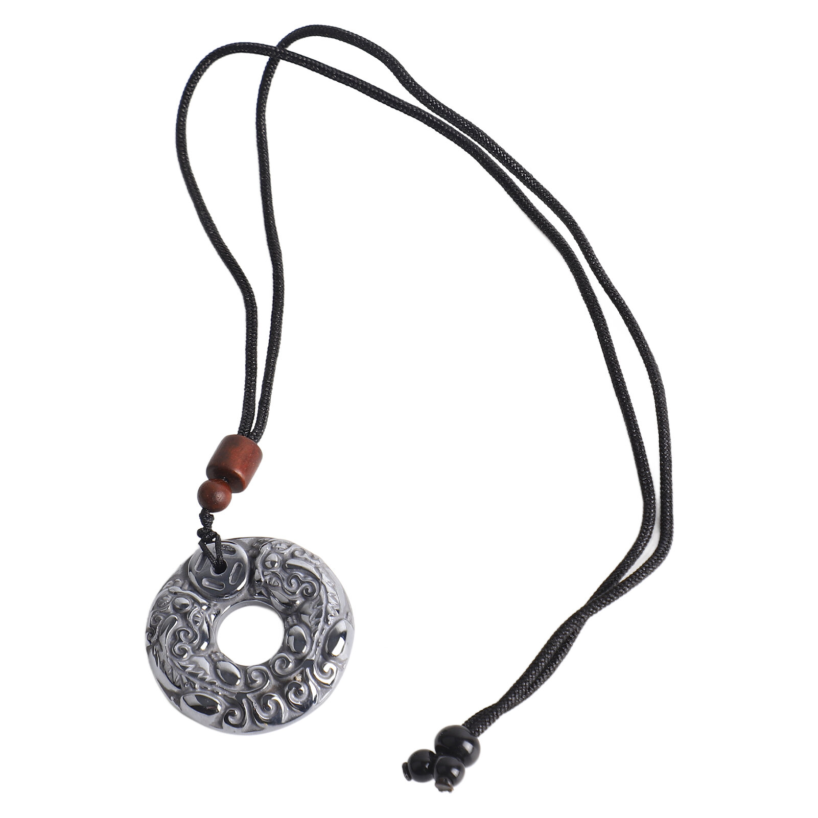 Terahertz Подвесное ожерелье Силовое камень натуральный терагерц каменный кулон с двойным драконом рисунком