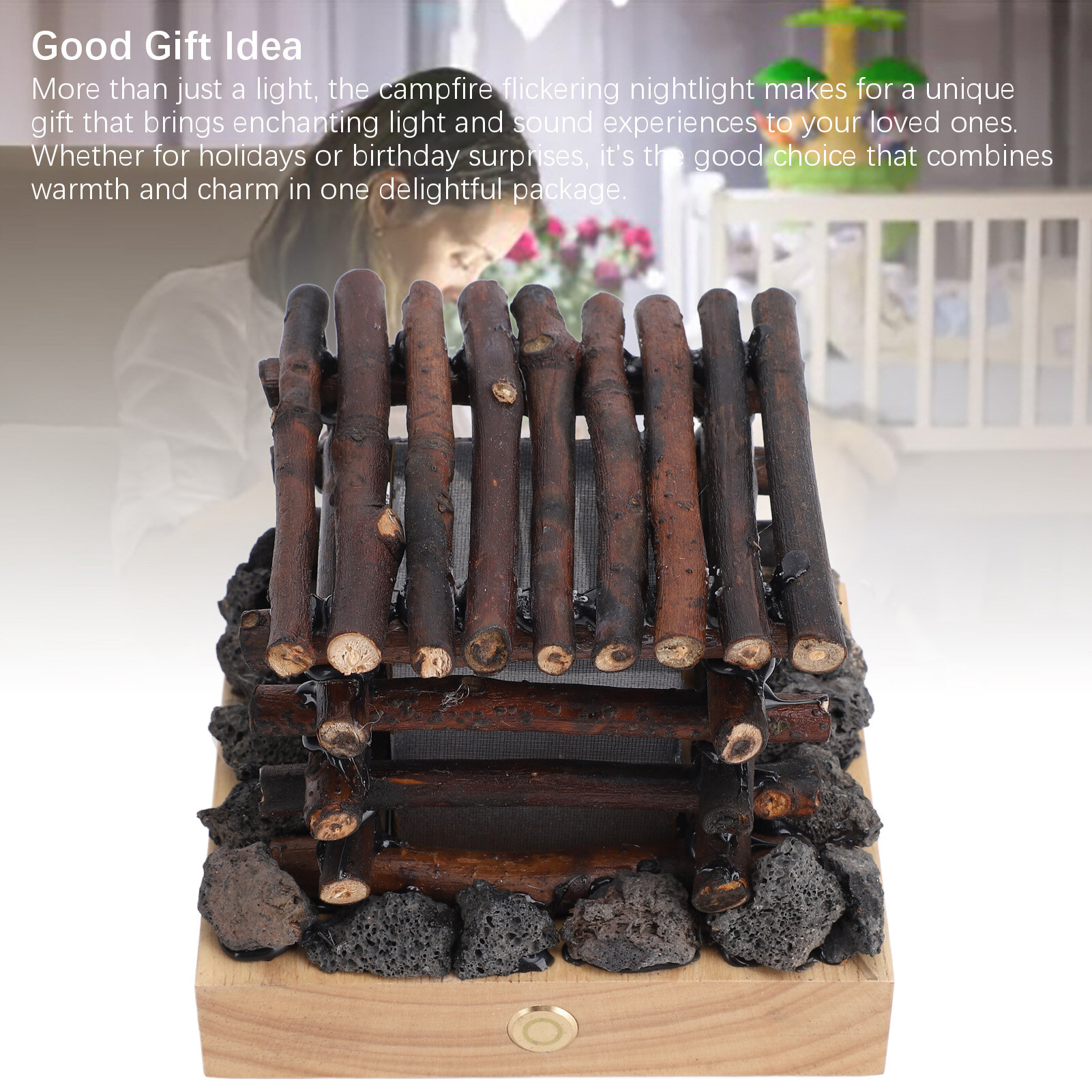 Лампа-искусственный огонь USB-перезаряжаемая 3-режимная светодиодная лампа с белым шумом, ночник-искусственный костер для стола