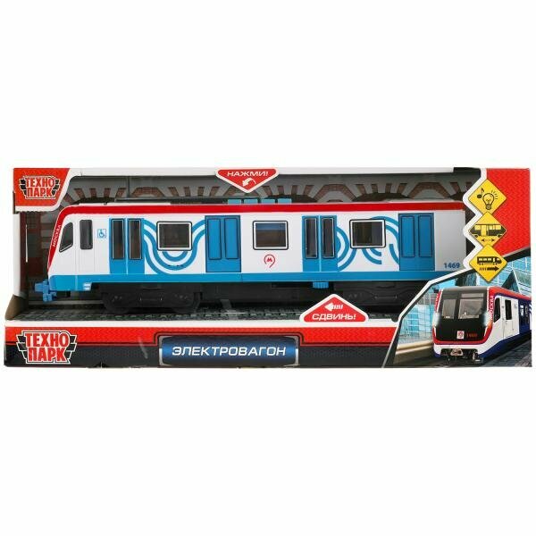 Технопарк Вагон метро 30 см Метрополитен свет, звук, пластик, белый/голубой к с 3 лет