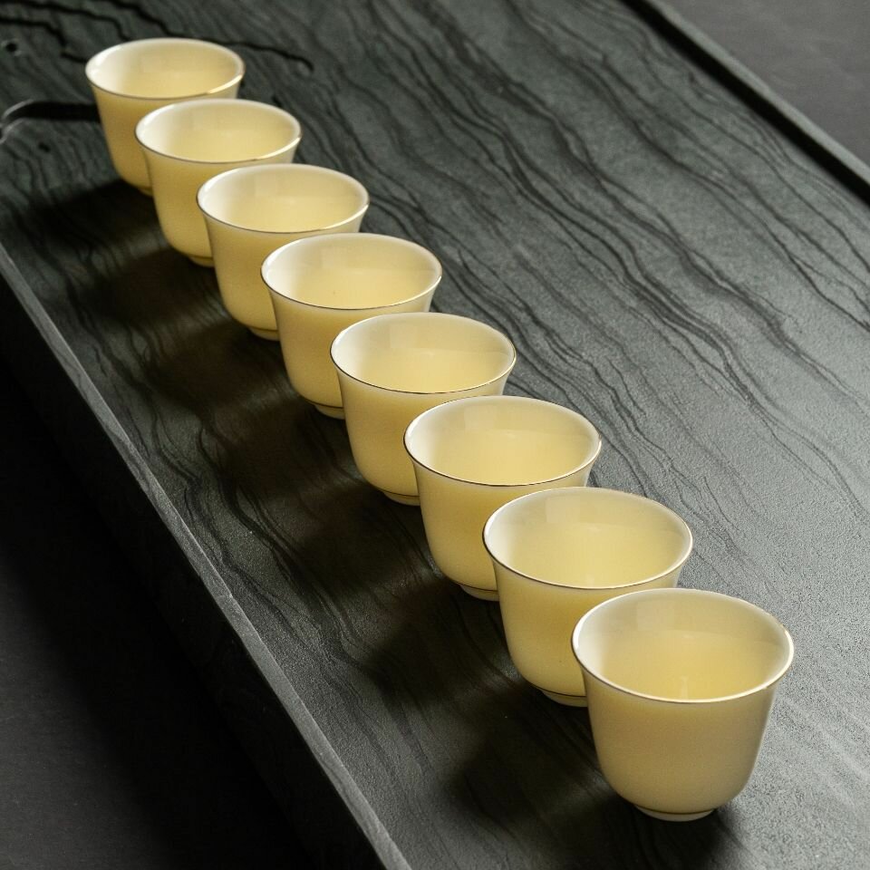 Ручная керамическая чашка с желтым глазурью, размеры 6,3 см х 4,3 см, объем 55 мл для чайных наборов Гун Фу, личное